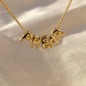 Personalized 3D Letter Necklace, Bubble 3D Initial Charm, Bubble Name ...