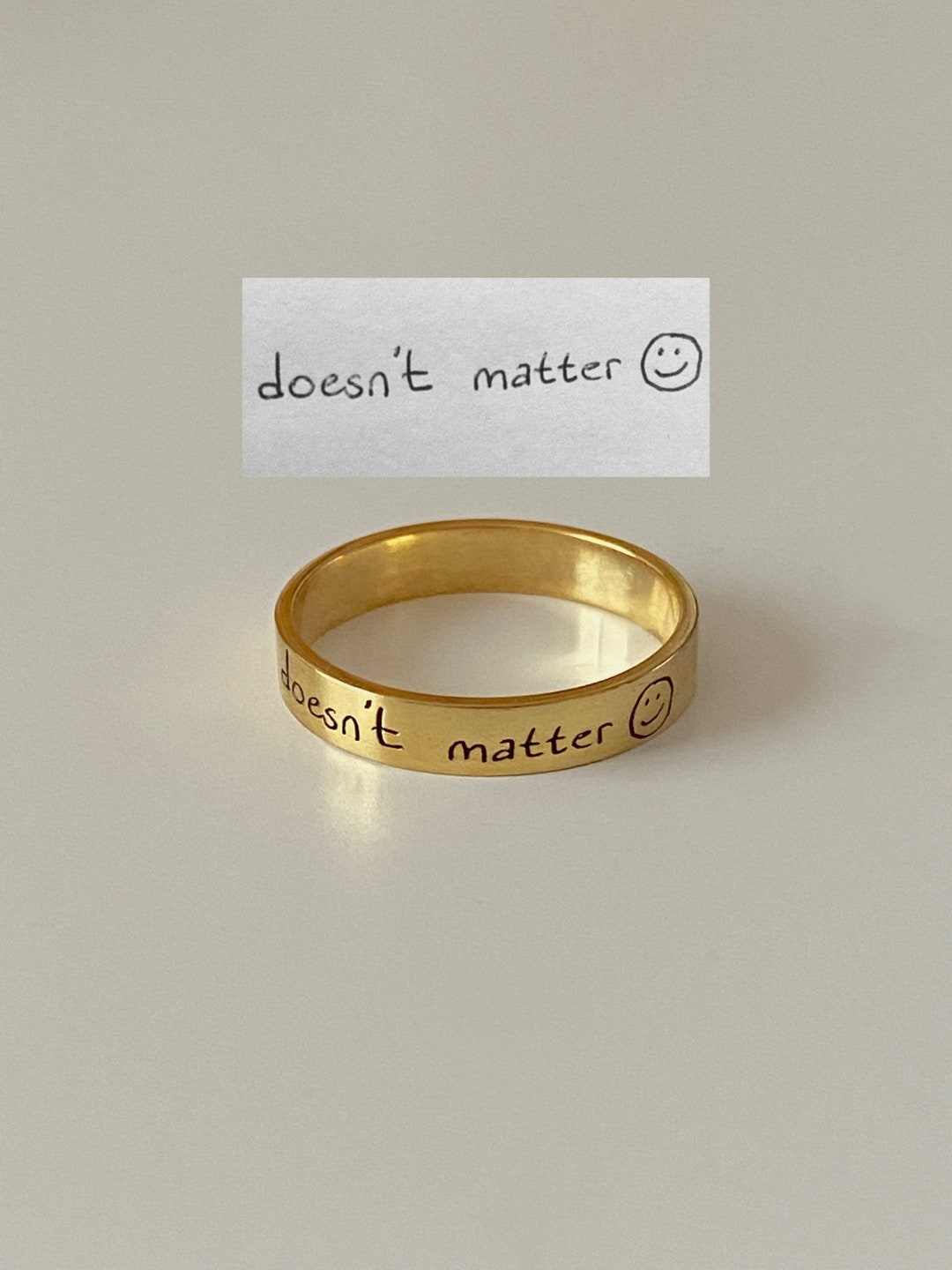 Custom Handwriting Ring, Actual (your Own) Handwriting, 14k Gold ...