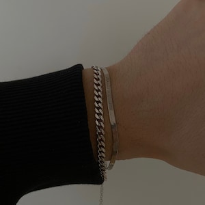 Custom Text Bracelet, Italian Silver Chain, Personalized Name Couple ...