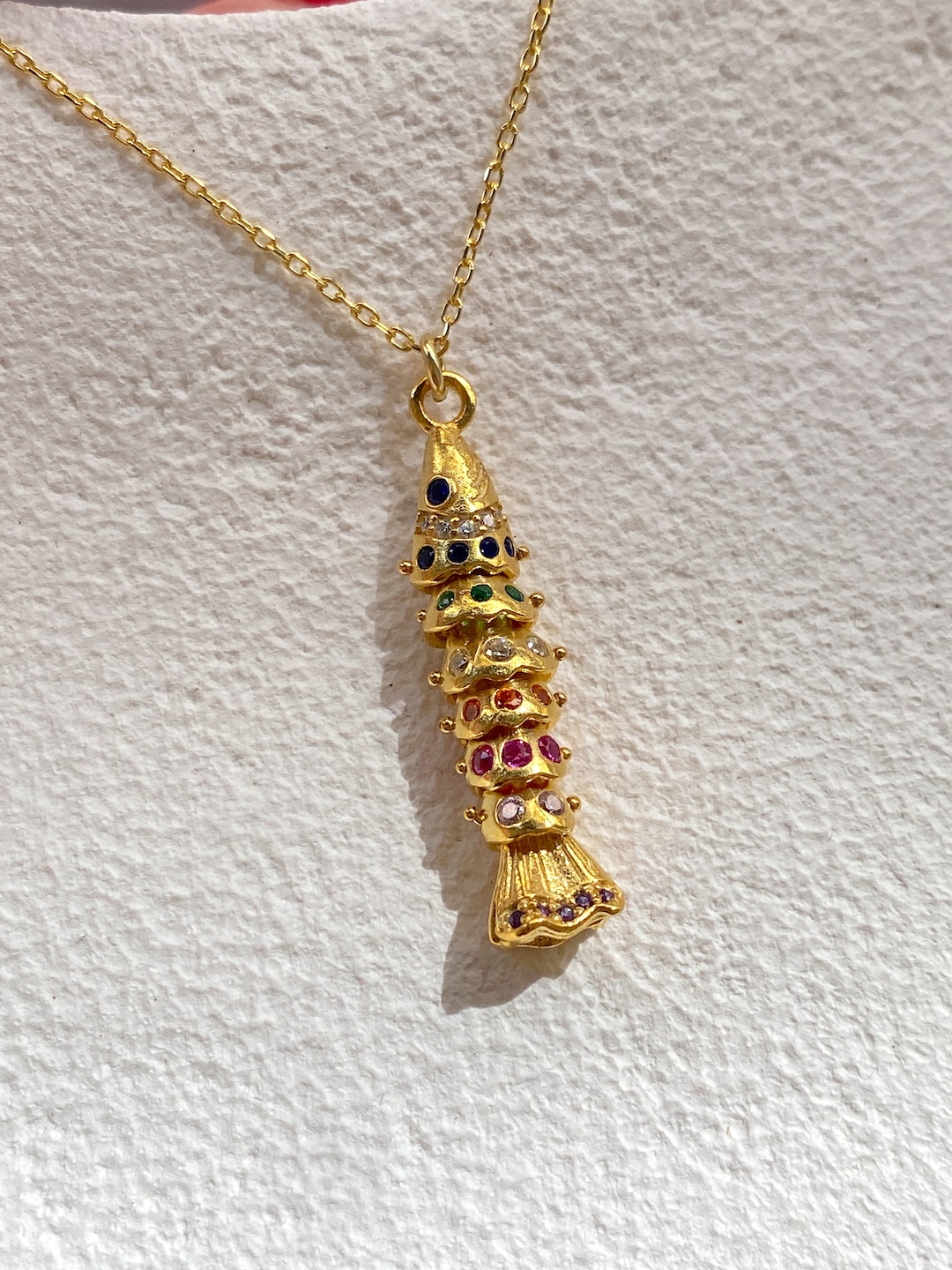 925 Sterling Silver Movable Fish Necklace, 3D Gold Fish Charm Necklace ...