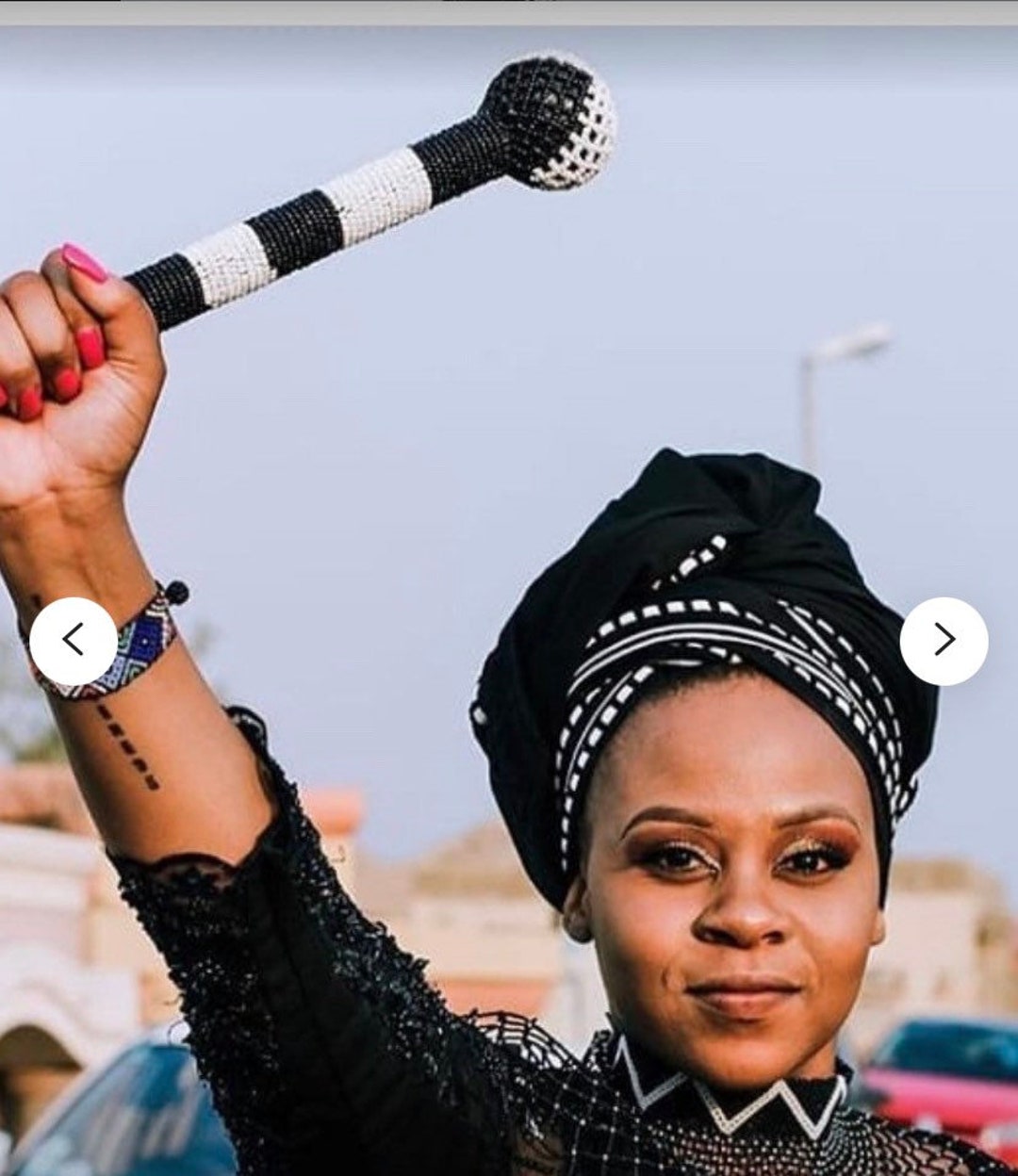 Handmade Cashmere Beaded Xhosa Doek / Head Wrap With Matching Zulu ...