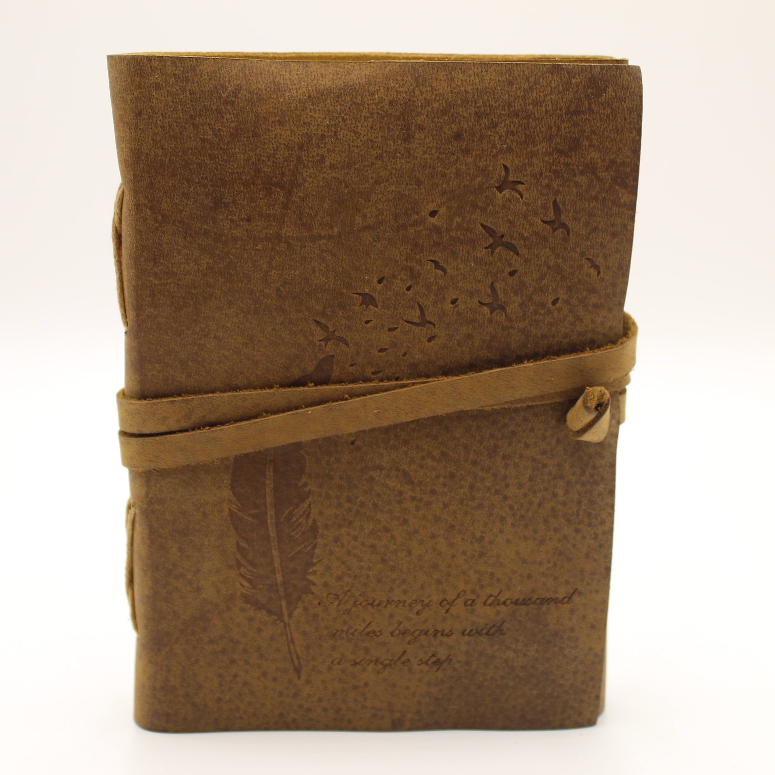 Leather Journal Feather Design Writing Notebook Handmade | Etsy