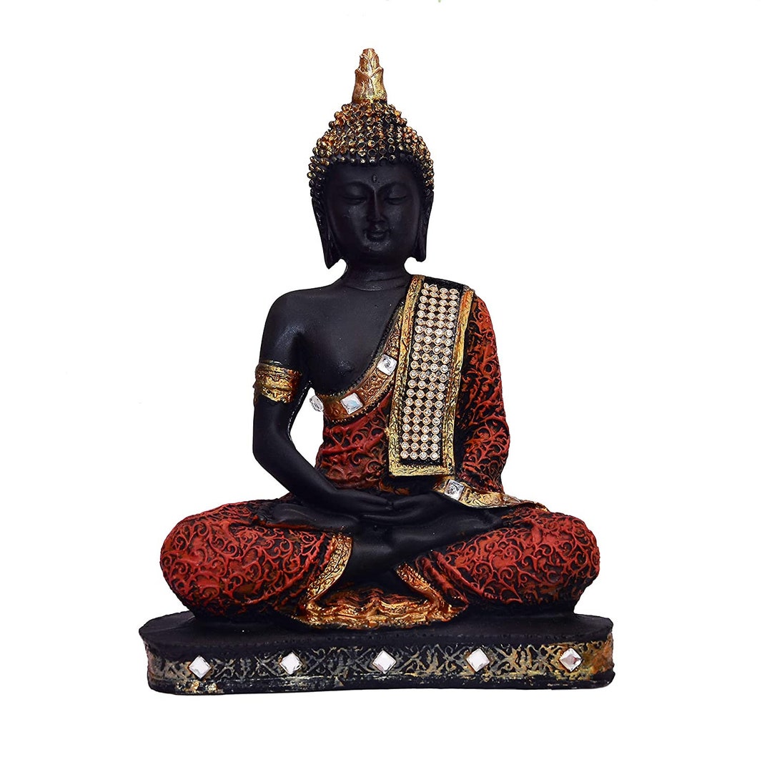 Red Color Buddha Statue Garden Meditating Buddha Figure Home Decoration ...