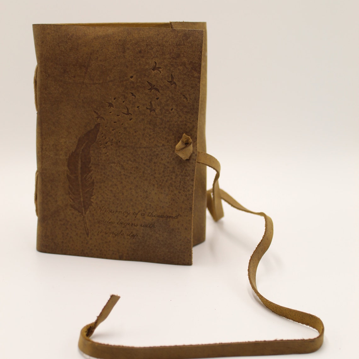 Leather Journal Feather Design Writing Notebook Handmade | Etsy