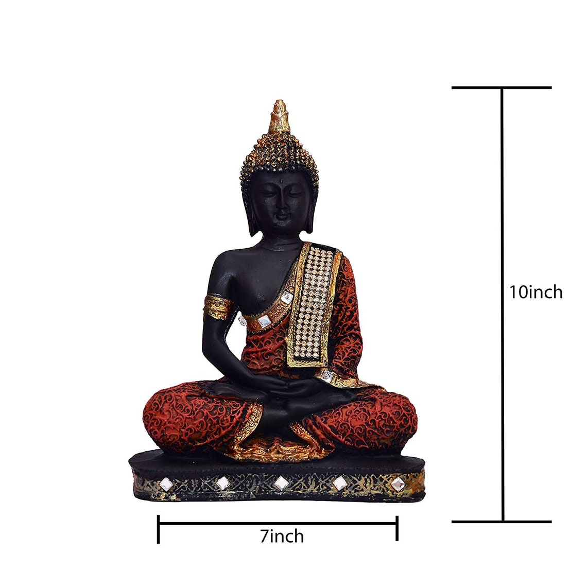 Red Color Buddha Statue Garden Meditating Buddha Figure Home | Etsy