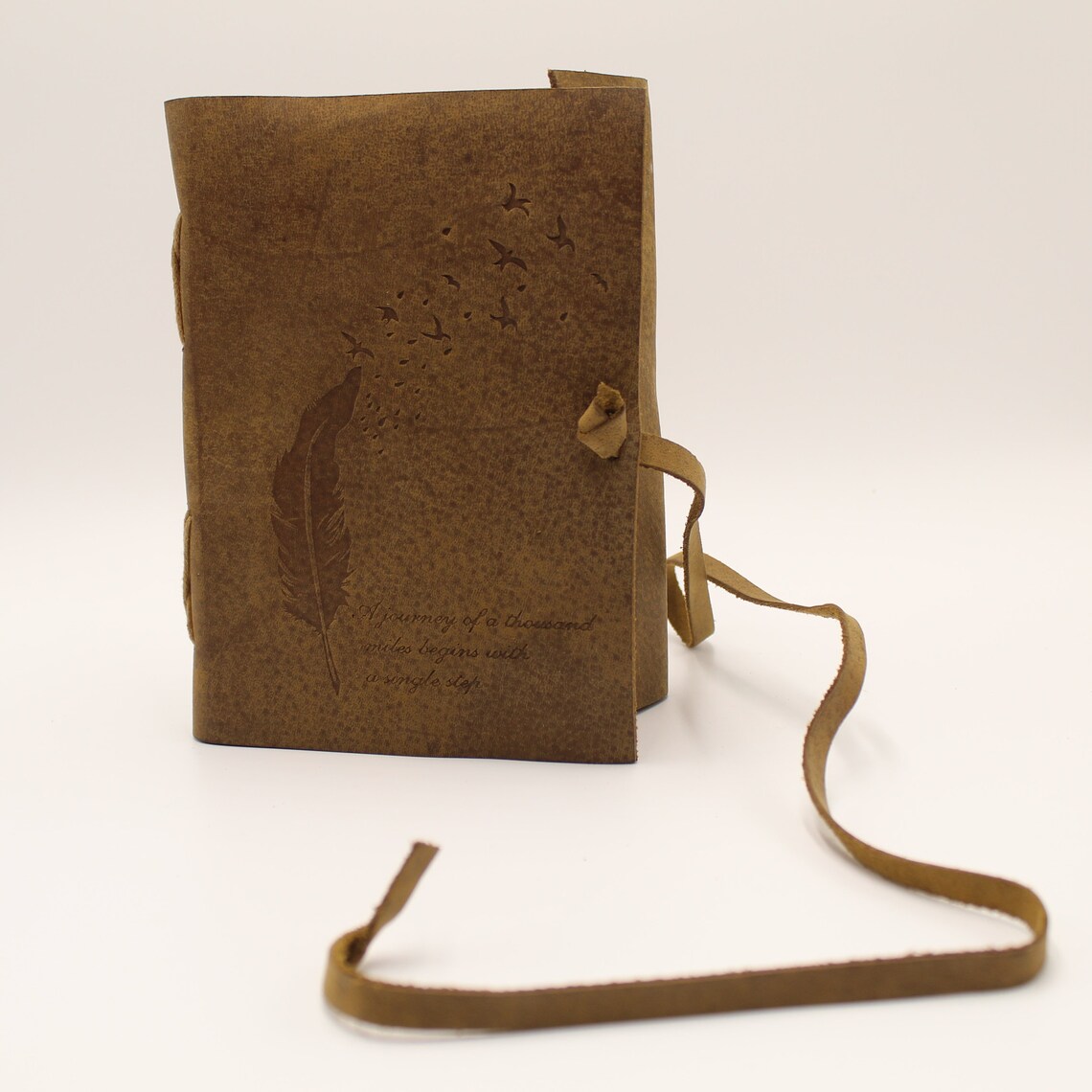 Leather Journal Feather Design Writing Notebook Handmade | Etsy