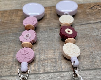 Beaded Retractable Badge Reel, Teacher ID Holder, Beaded Badge ...