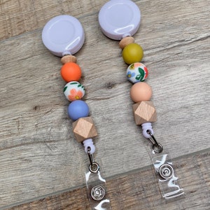 Beaded Retractable Badge Reel, Teacher ID Holder, Beaded Badge ...
