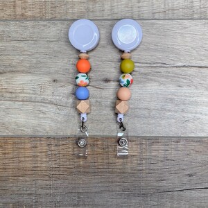 Beaded Retractable Badge Reel, Teacher ID Holder, Beaded Badge ...