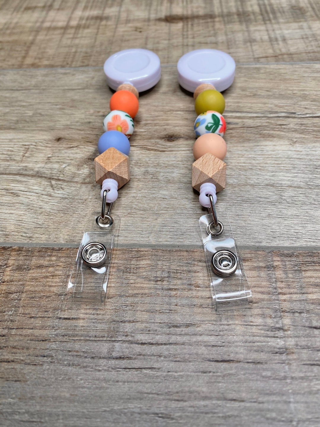 Beaded Retractable Badge Reel, Teacher ID Holder, Beaded Badge ...