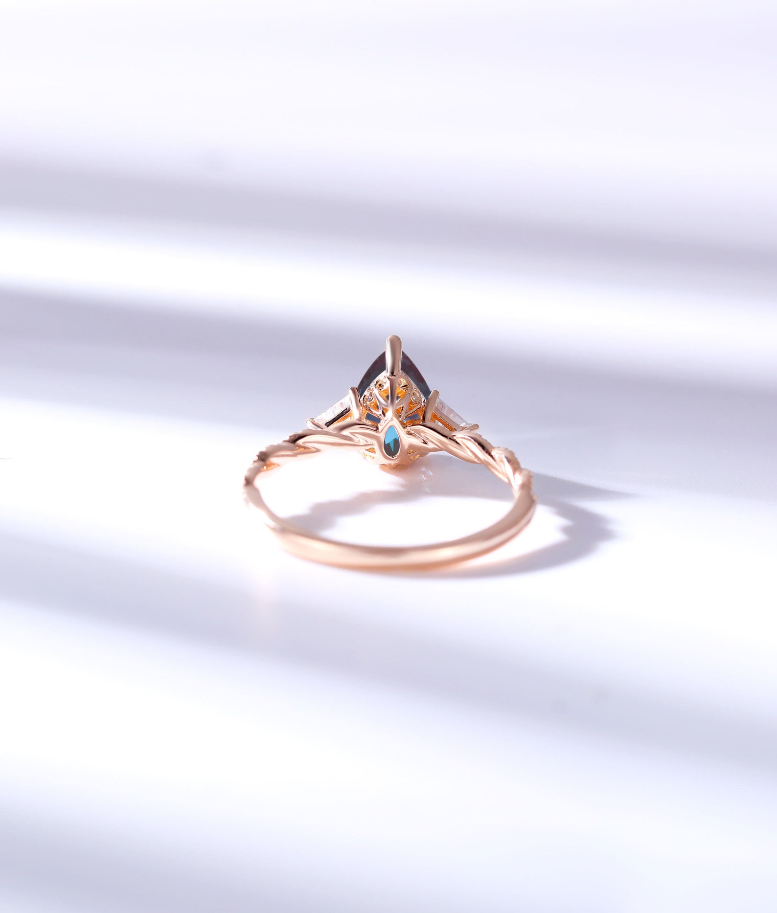 Vintage Alexandrite Engagement Ring Triangle Cut Moissanite - Etsy ...