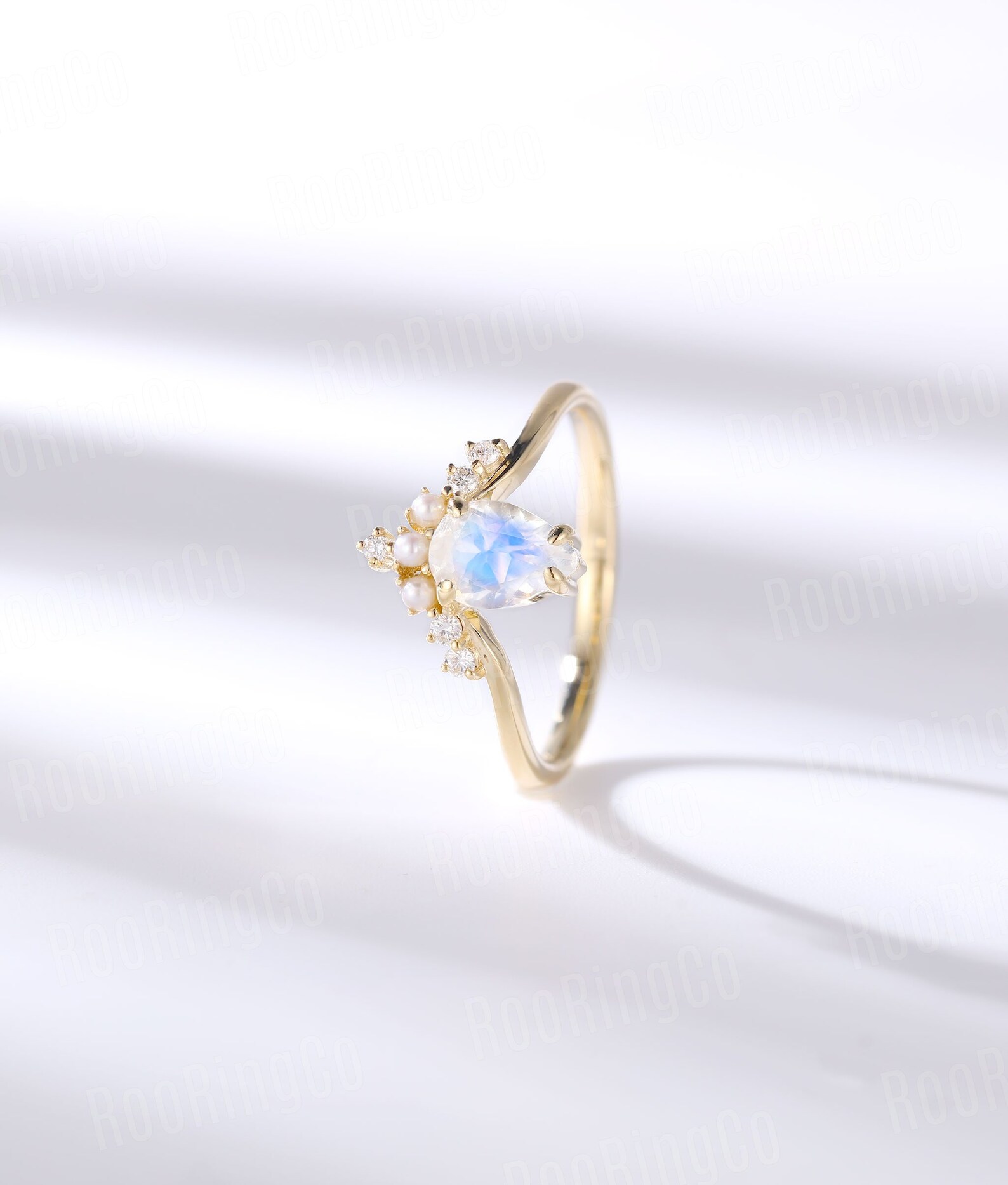 Pear Shaped Moonstone Engagement Ring Art Deco Ring Prong Set - Etsy