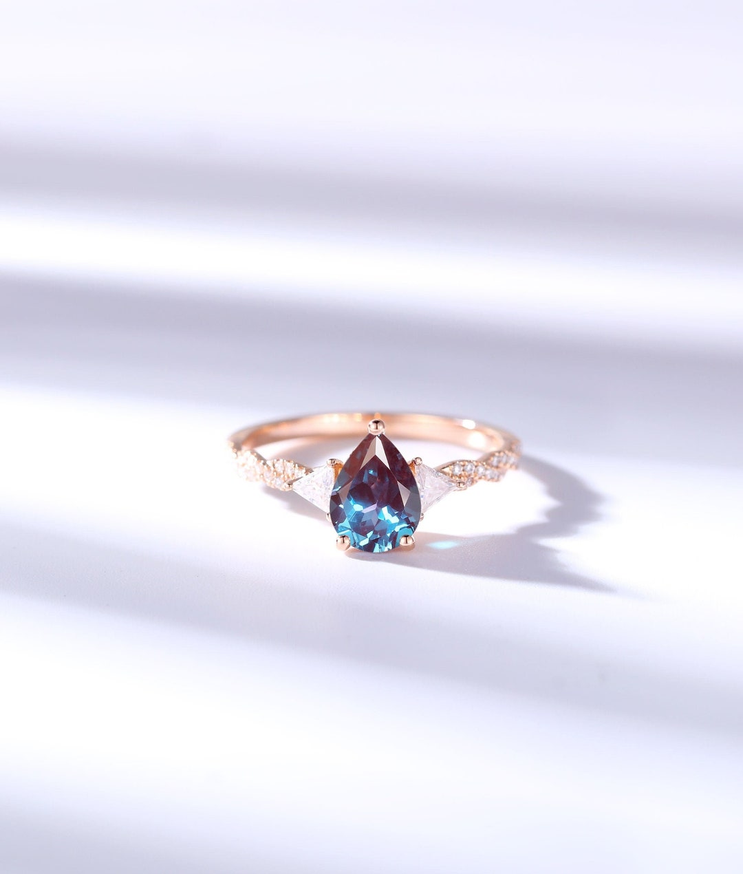 Vintage Alexandrite Engagement Ring Triangle Cut Moissanite - Etsy ...