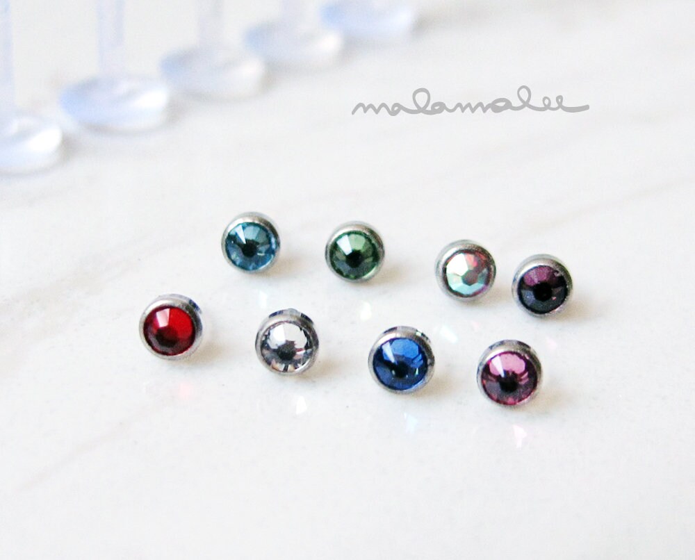 Tiny 2.5mm Titanium Flat Back Earrings. Flexible Bioplast Bar | Etsy