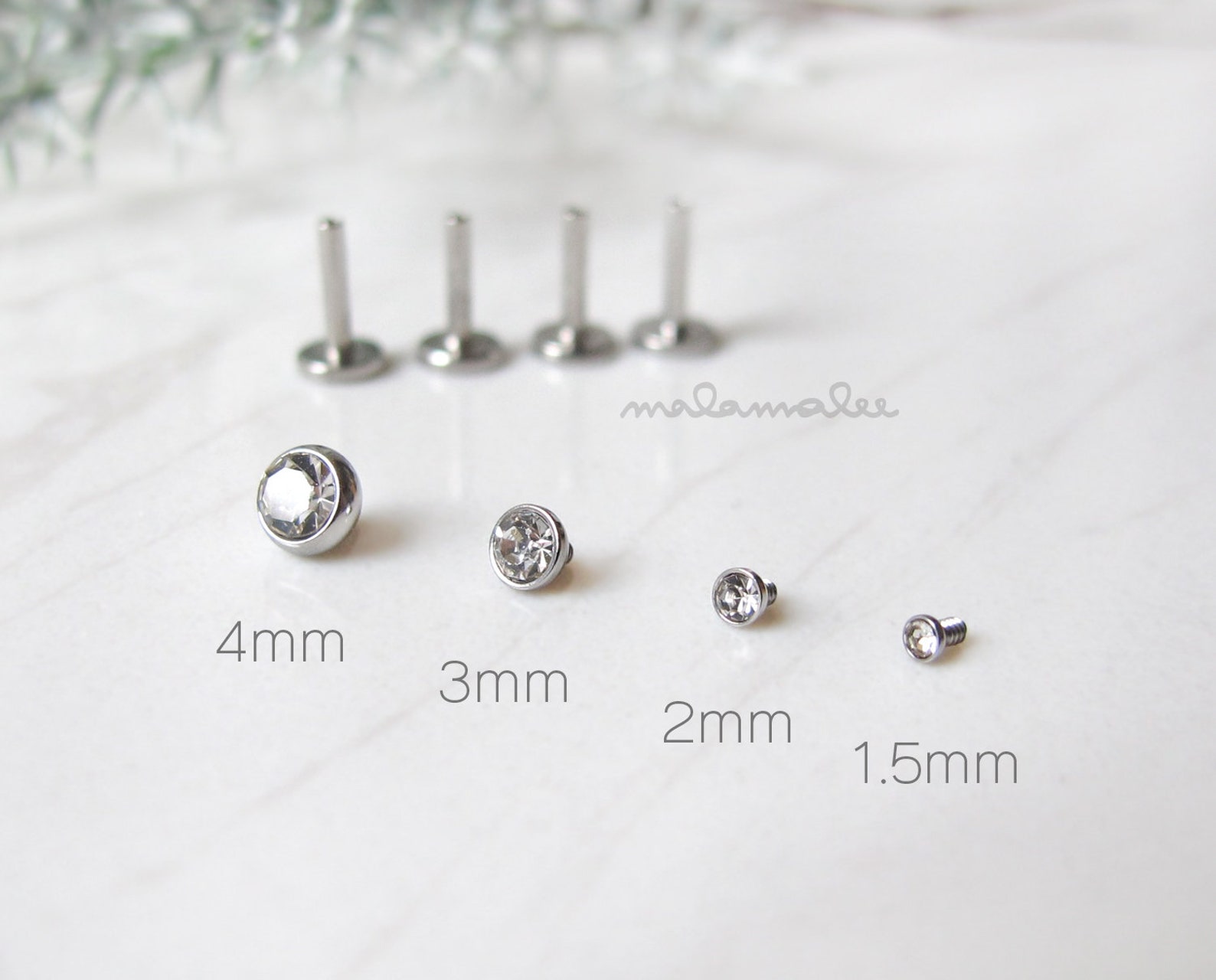 Clear CZ Tiny Sparkly Flat Back Earrings 16G Flat Back - Etsy