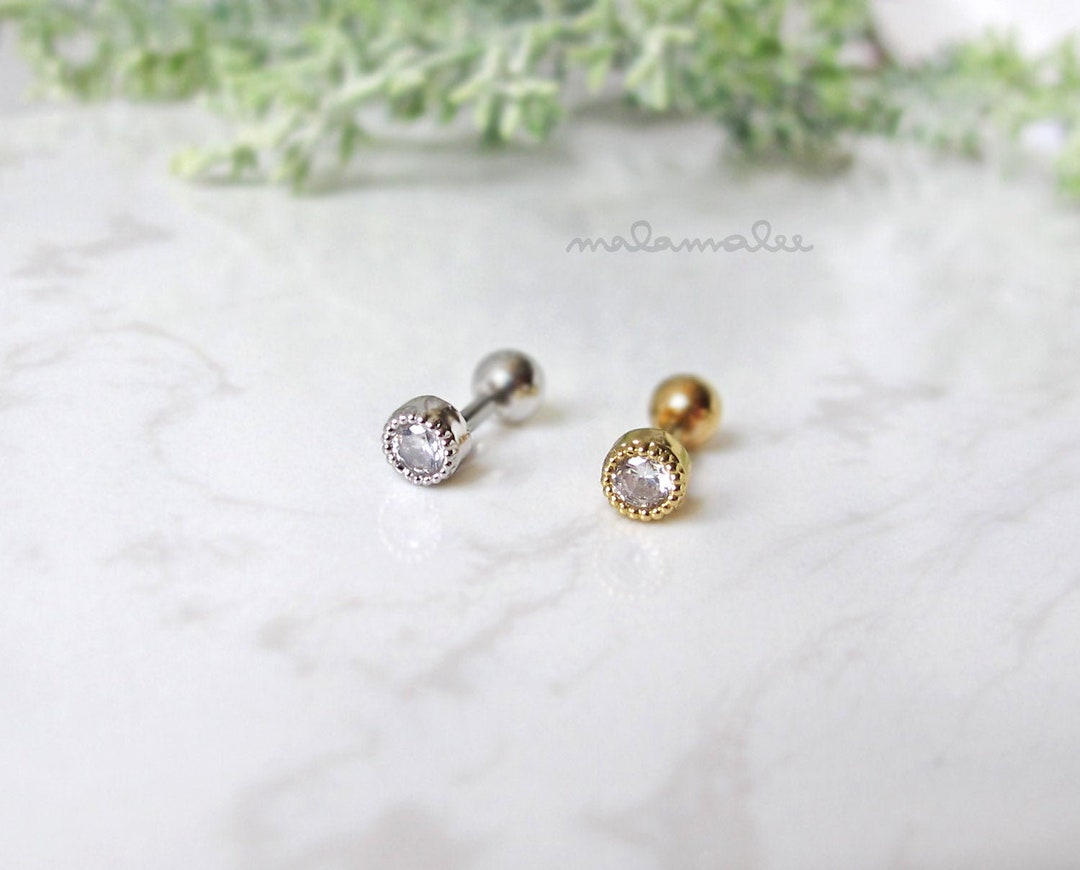 Mini Circle CZ Ear Piercing, 16G Cartilage Earrings, Helix Piercing ...