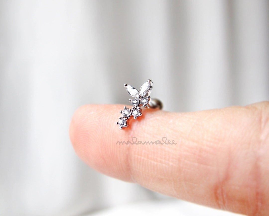 Whimsical Butterfly Ear Piercing, CZ Stud Earrings, 16G Cartilage ...