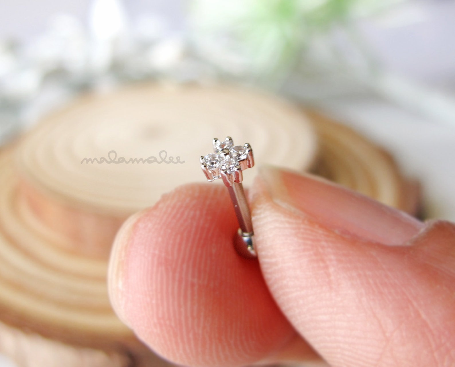 Tiny Minimalist 4 Stones CZ Ear Piercing CZ Stud Earrings | Etsy