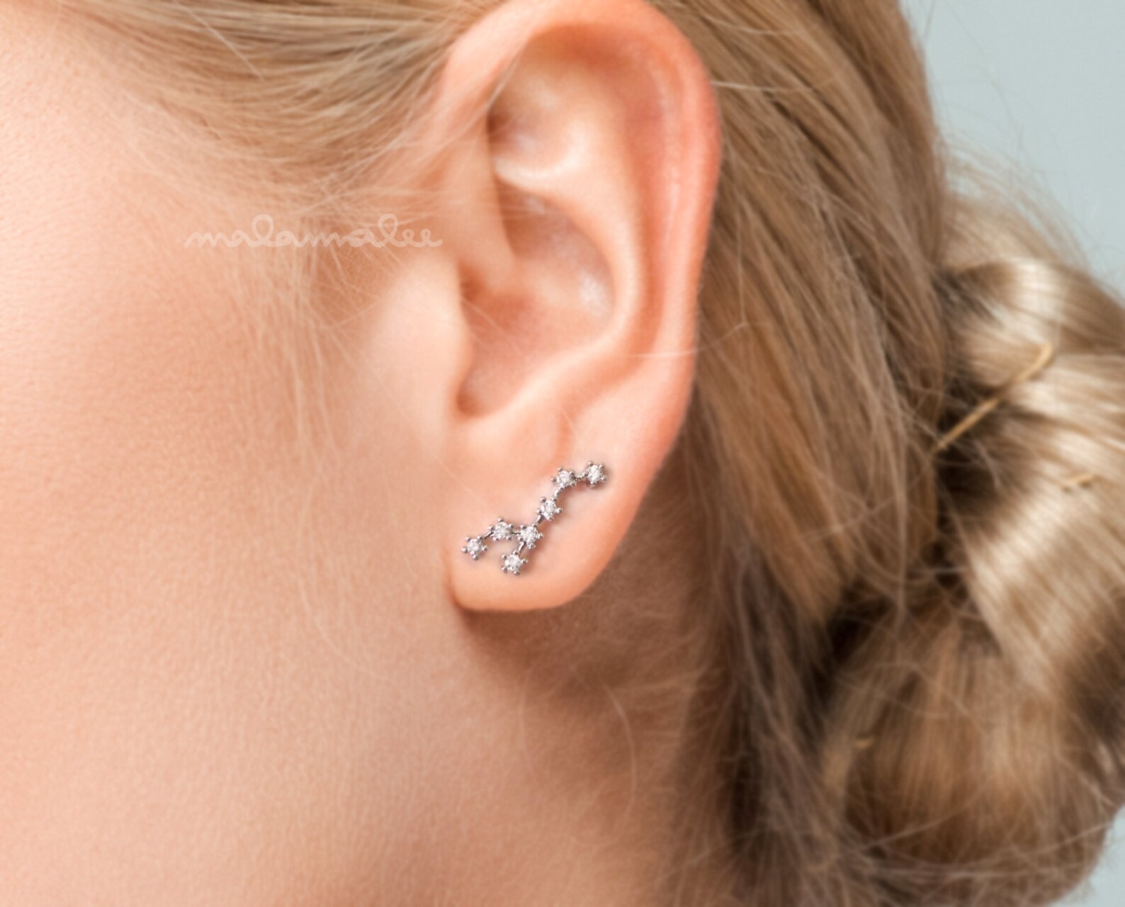 12 Zodiac Constellation Ear Piercing CZ Stud Earrings 20G | Etsy