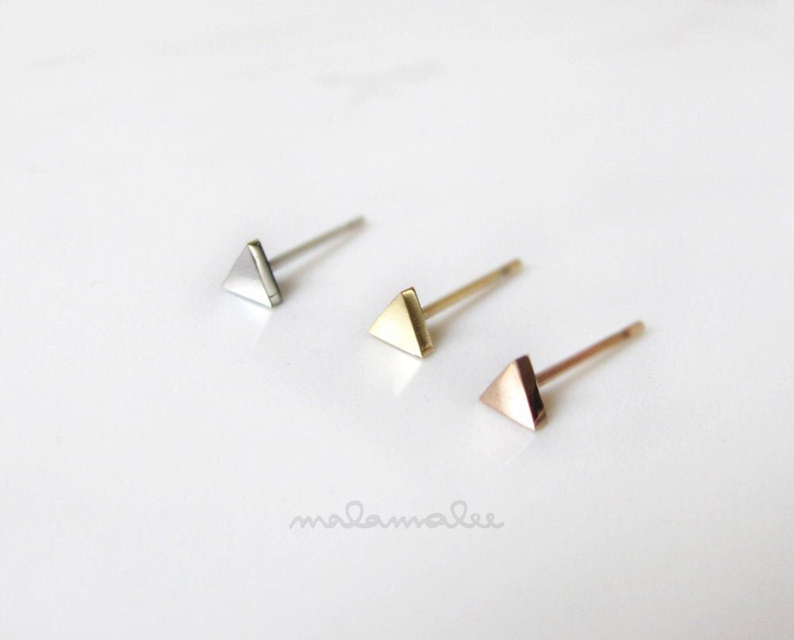 Small Triangle Stud Earrings, Tiny Triangle Minimalist Earrings ...