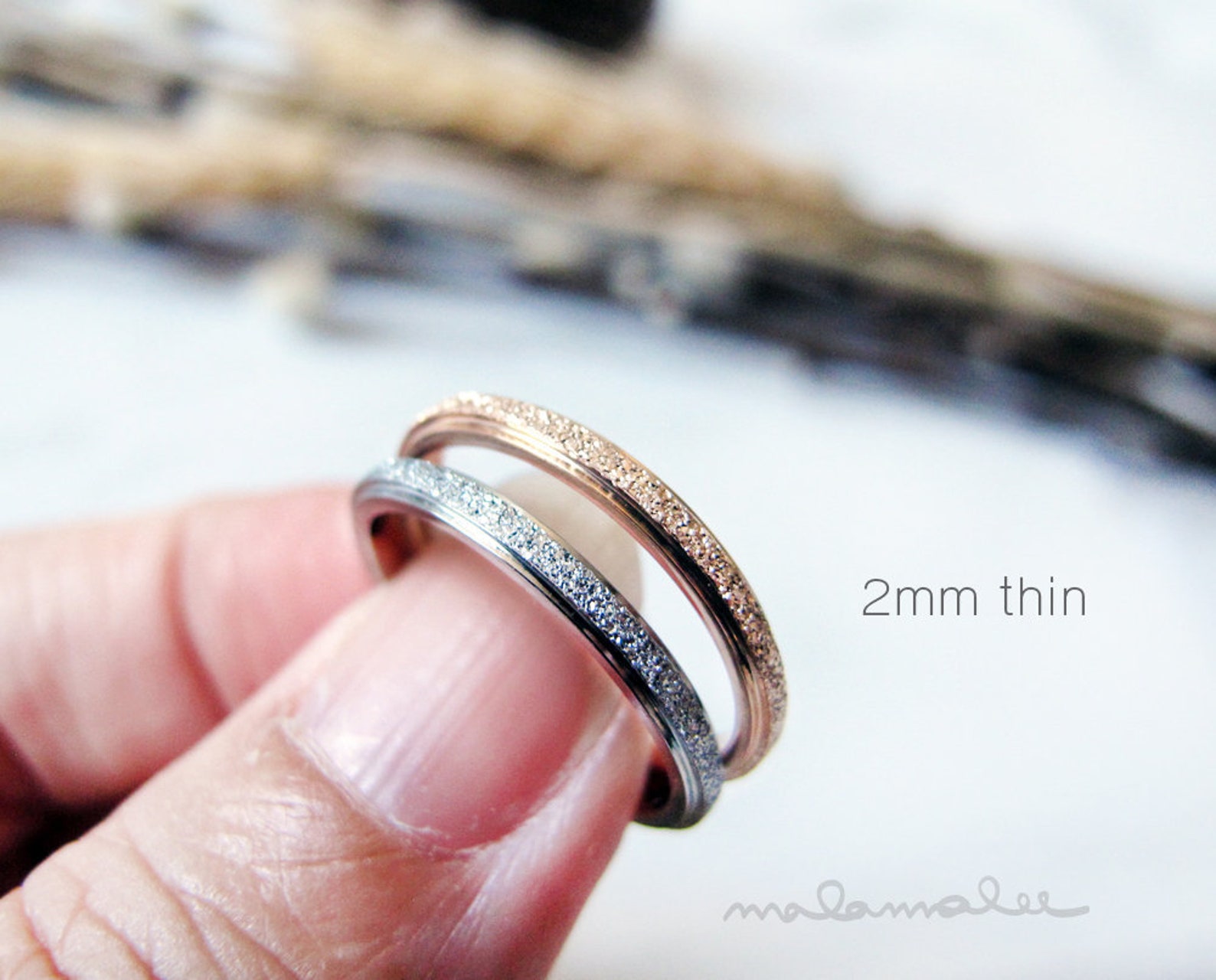 Sparkly 2mm Thin Ring Stackable Ring Sand Blast Finish Ring - Etsy