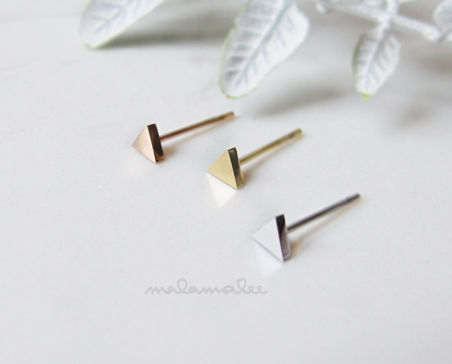 Small Triangle Stud Earrings, Tiny Triangle Minimalist Earrings ...