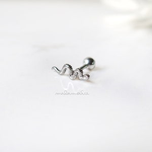 Mini Snake Ear Piercing, 16G Cartilage Earring, Helix Earring, Tragus ...