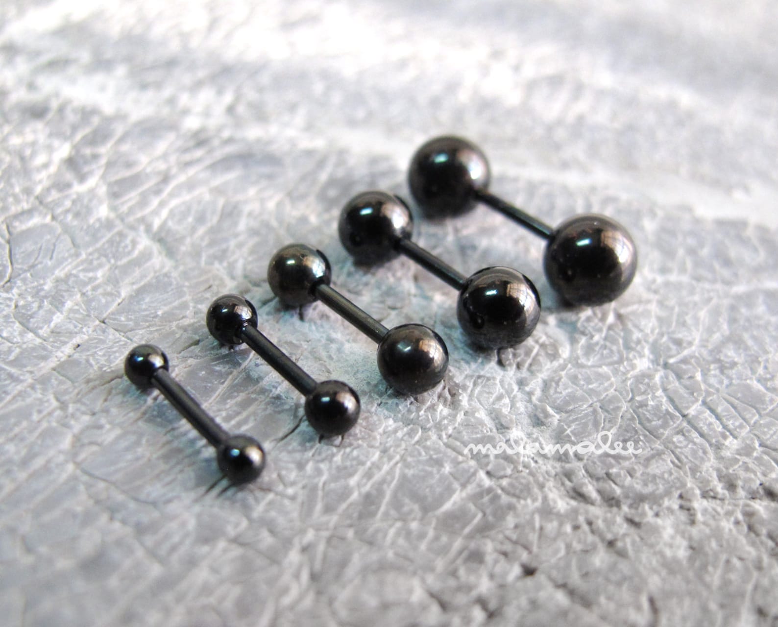 Set of 5 Ball Ear Piercing Black Rose Gold Earrings - Etsy