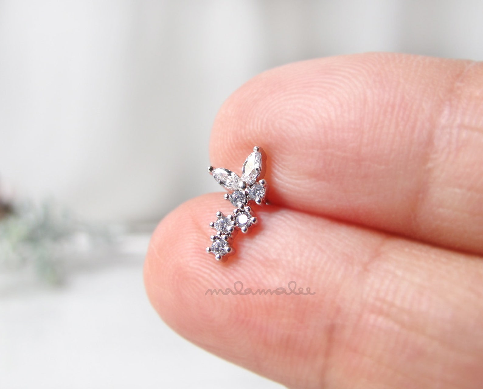 Whimsical Butterfly Ear Piercing, CZ Stud Earrings, 16G Cartilage ...
