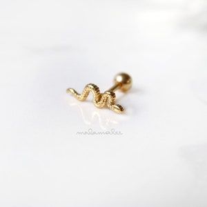Mini Snake Ear Piercing, 16G Cartilage Earring, Helix Earring, Tragus ...