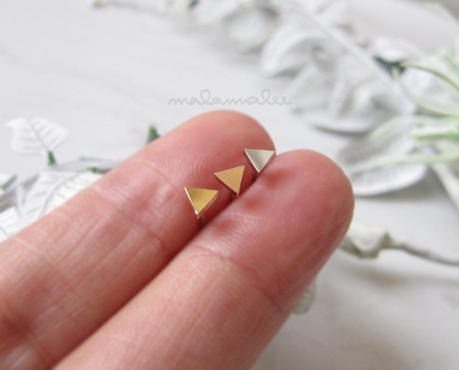 Small Triangle Stud Earrings, Tiny Triangle Minimalist Earrings ...