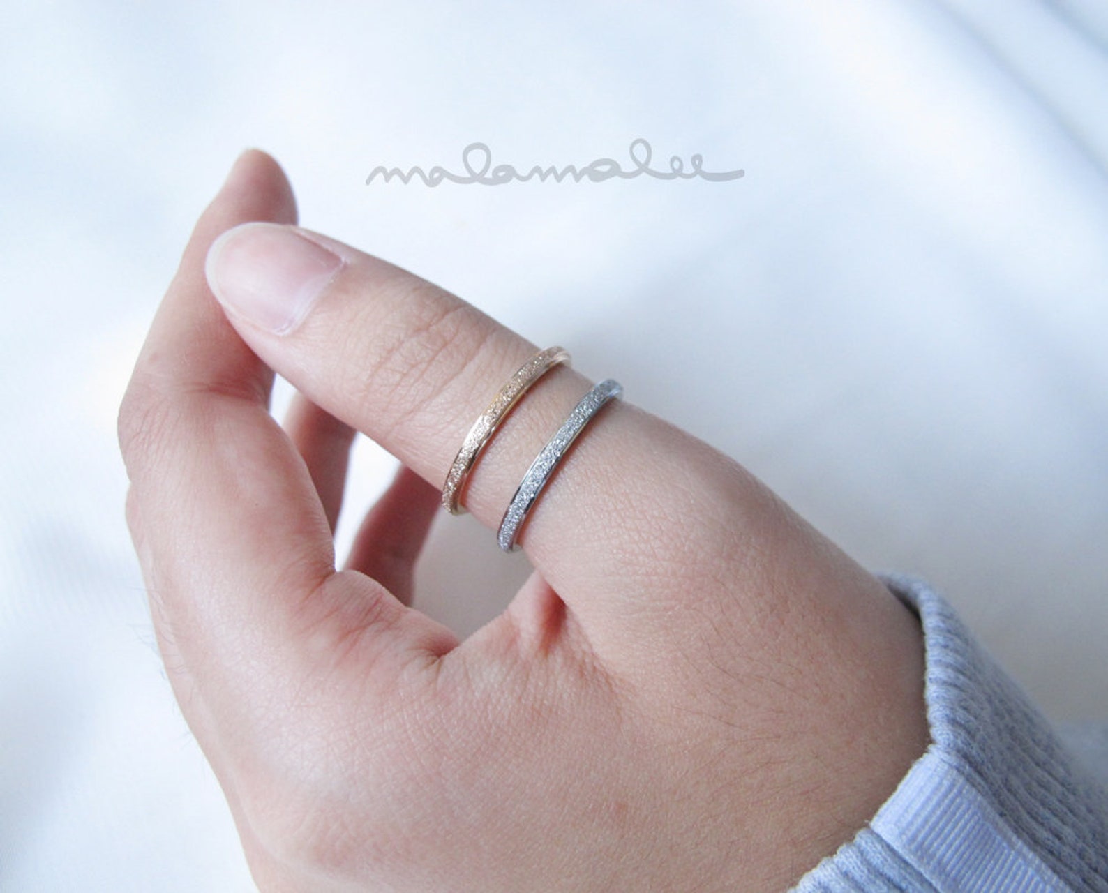 Sparkly 2mm Thin Ring Stackable Ring Sand Blast Finish Ring - Etsy