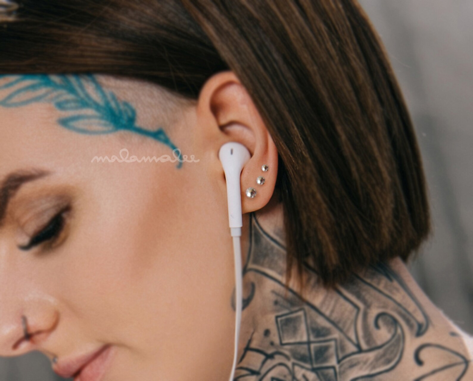 Set of 5 Ball ear piercing Black rose gold earrings | Etsy