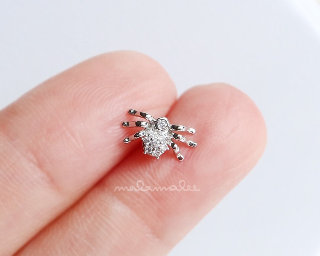 Mini Spider Ear Piercing, Helix Earring, Stud CZ Earrings, 20G ...
