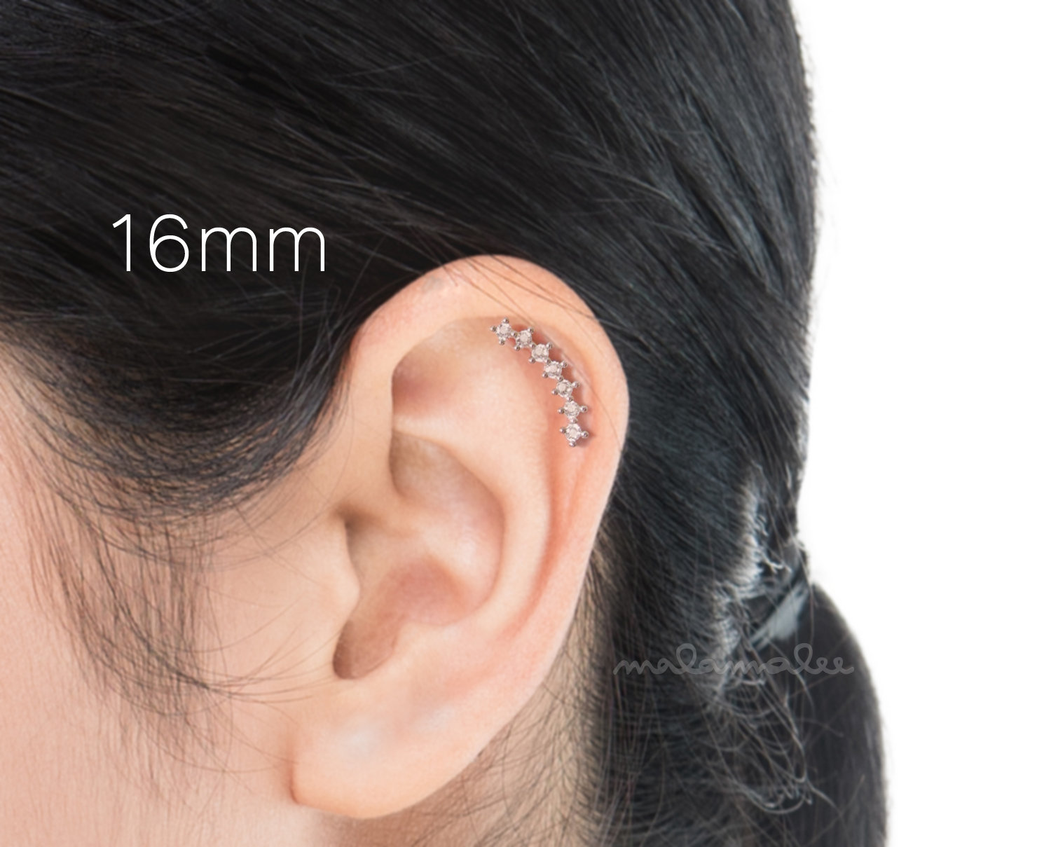 Curved Bar CZ Ear Piercing, CZ Stud Earrings, 20G Cartilage Earrings ...