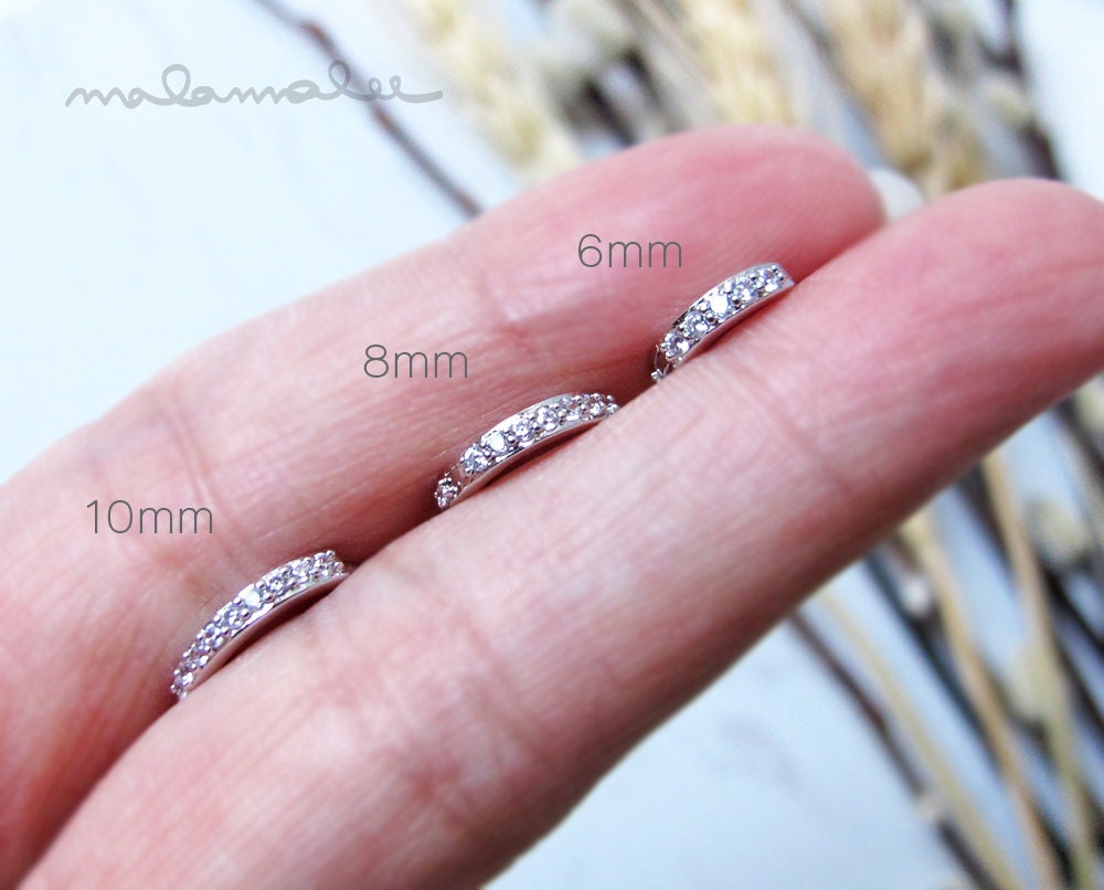 Tiny Sparkly CZ Huggie Hoops Helix Hoop Cartilage Hoop - Etsy