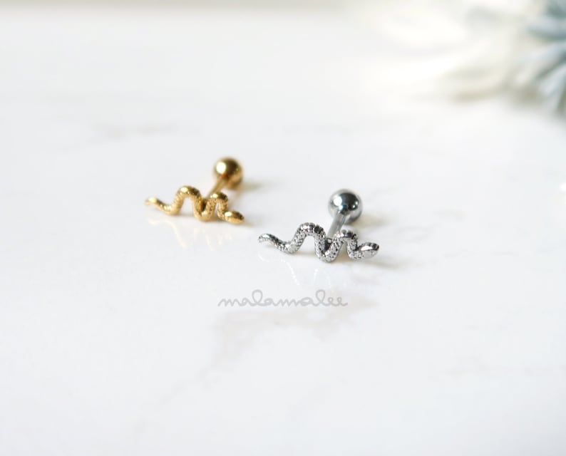 Mini Snake Ear Piercing 16G Cartilage Earring Helix Earring - Etsy