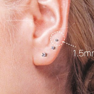 Clear CZ Tiny Sparkly Flat Back Earrings, 16G Flat Back Earring ...