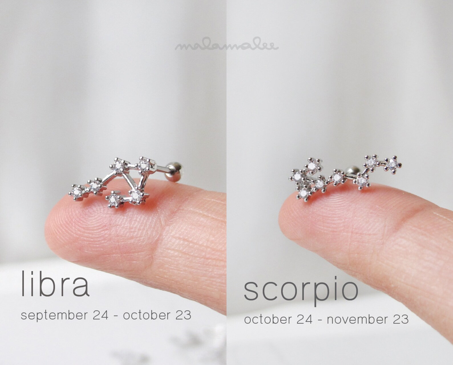 12 Zodiac Constellation Ear Piercing CZ Stud Earrings 20G | Etsy