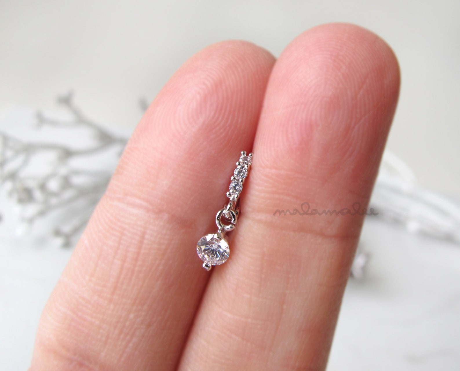 Very Tiny 5mm Huggie Hoop Gem Drop Hoop Tragus Hoop Helix | Etsy