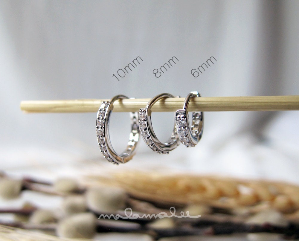 Tiny Sparkly CZ Huggie Hoops Helix Hoop Cartilage Hoop - Etsy
