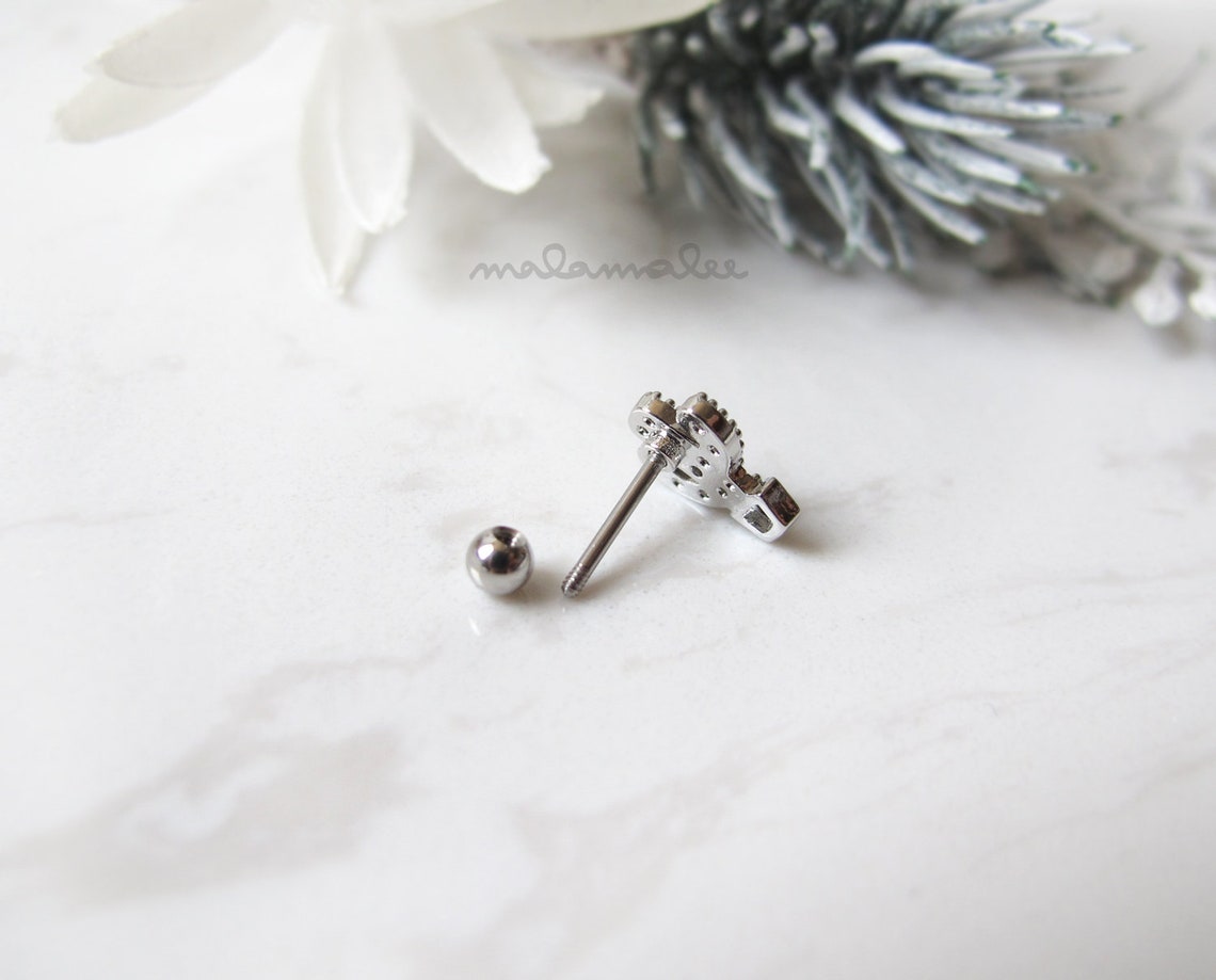 Mini Cactus Ear Piercing Stud CZ earrings 20G Cartilage | Etsy