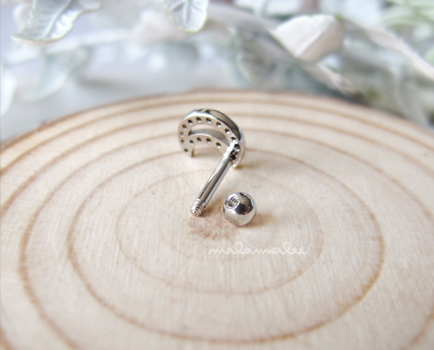 Sparkly Open Crescent Moon Ear Piercing CZ Stud Earrings 16G - Etsy