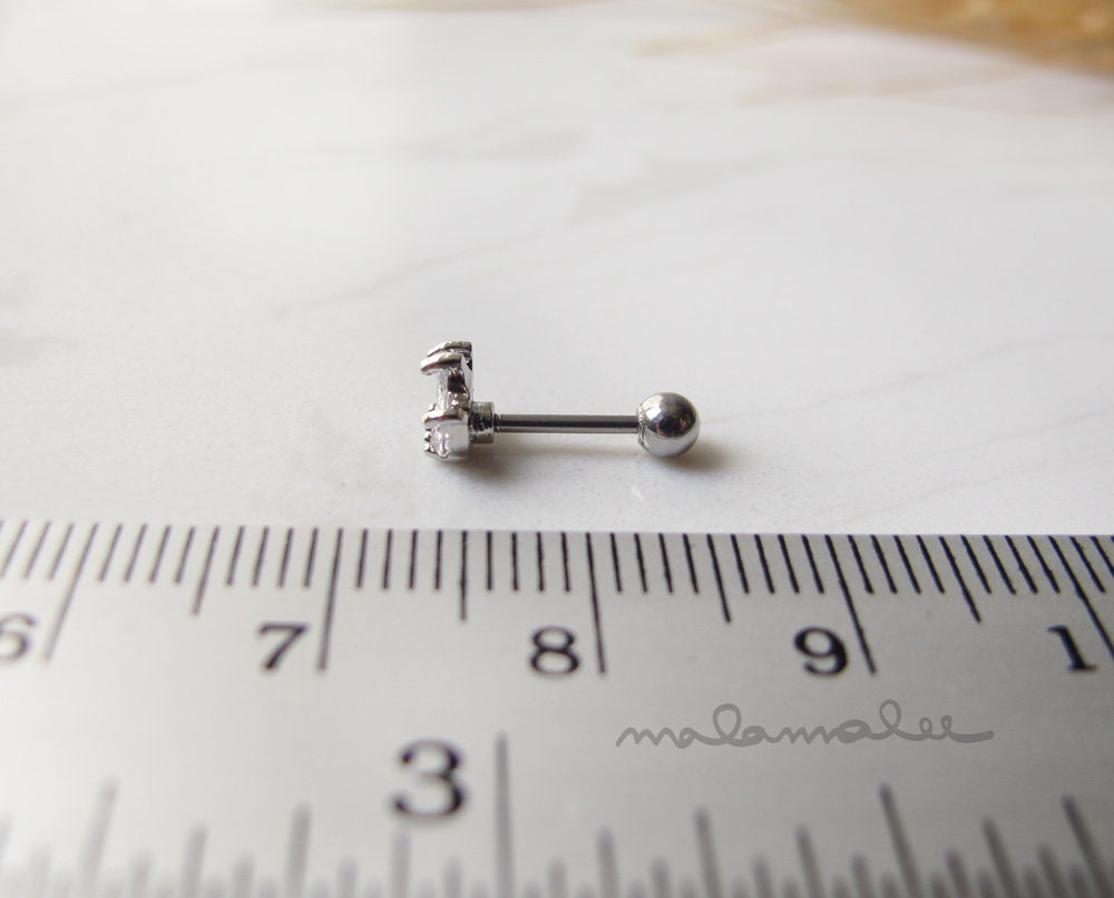 Mini Crown Ear Piercing Crown Stud CZ Earrings 16G Cartilage | Etsy