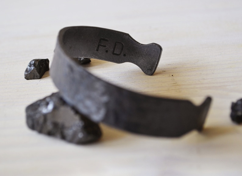 Hand Forged Iron Braceletpersonalized Braceletcustom Mens - Etsy