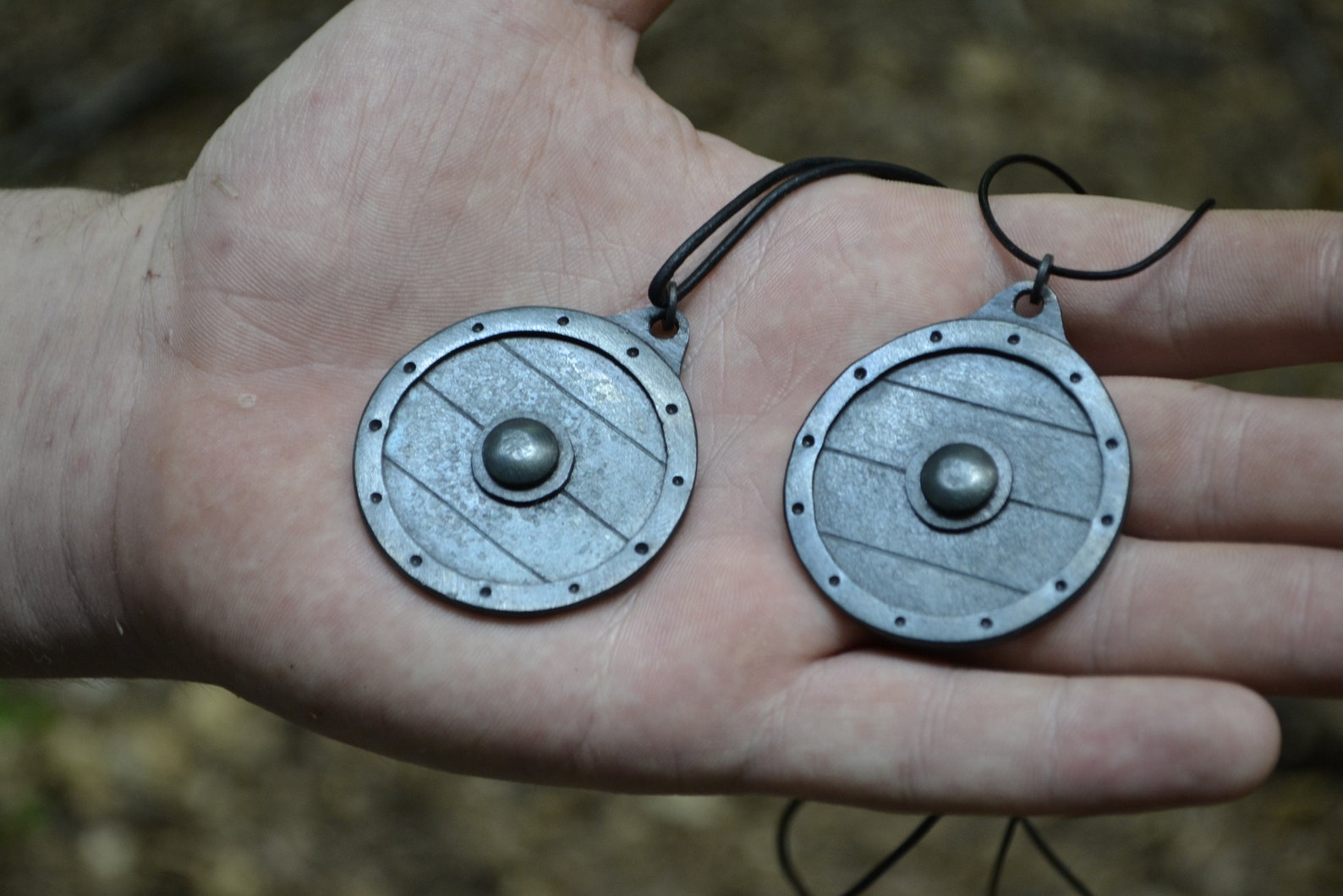 Hand Forged Shield Pendantforged Shield Viking Necklaceiron - Etsy