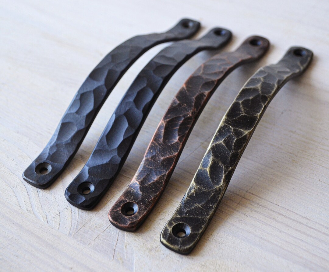 Hand Forged Iron Drawer Handle,metal Cabinet Pull,wrought Handle,black ...