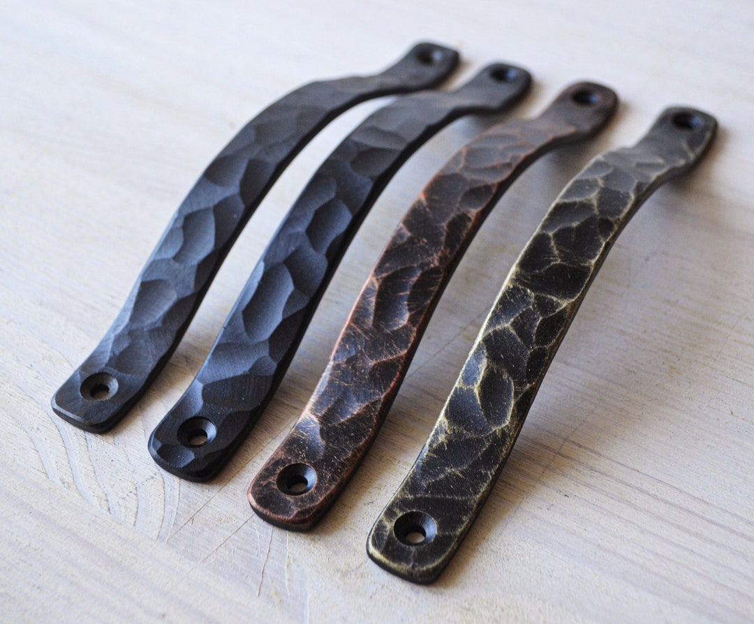 Hand Forged Iron Drawer Handle metal Cabinet Pull wrought Handle black Hand Forged Iron Drawer Handle metal Cabinet Pull wrought Handle black