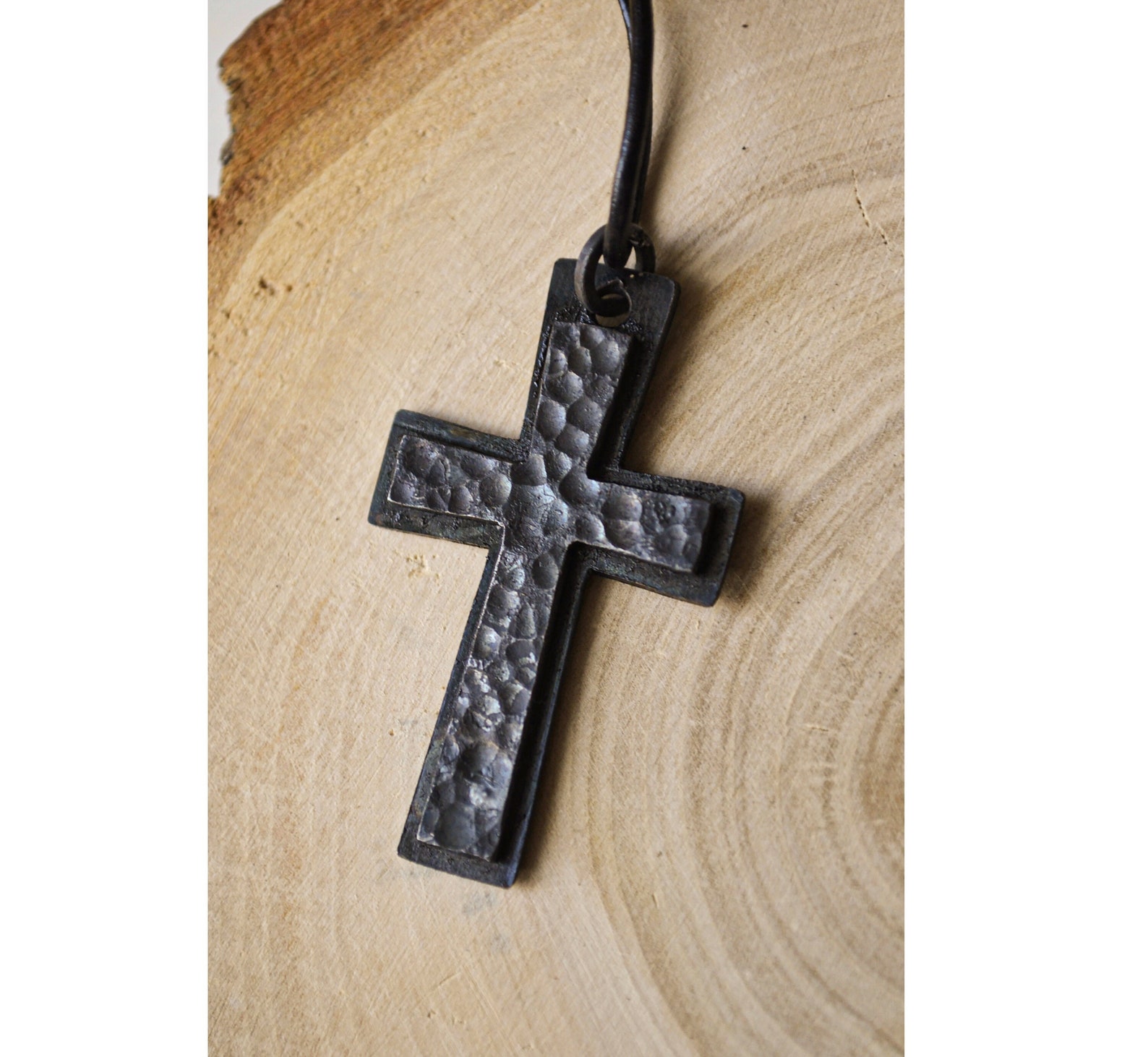 Hand Forged Cross Necklaceiron Cross Pendantceltic - Etsy
