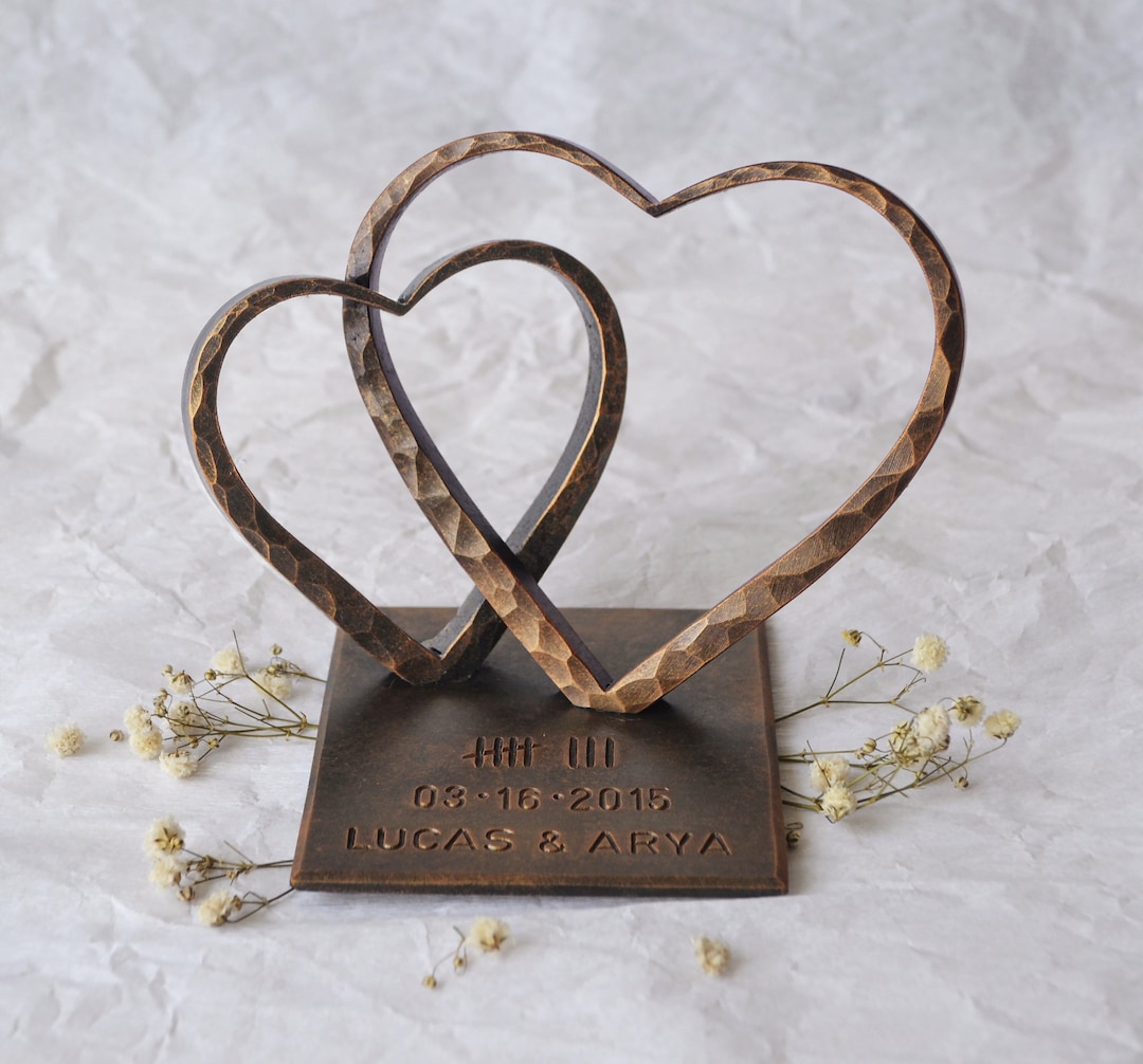 Bronze Heart for 8th Anniversary,wedding Anniversary Gift,personalized ...